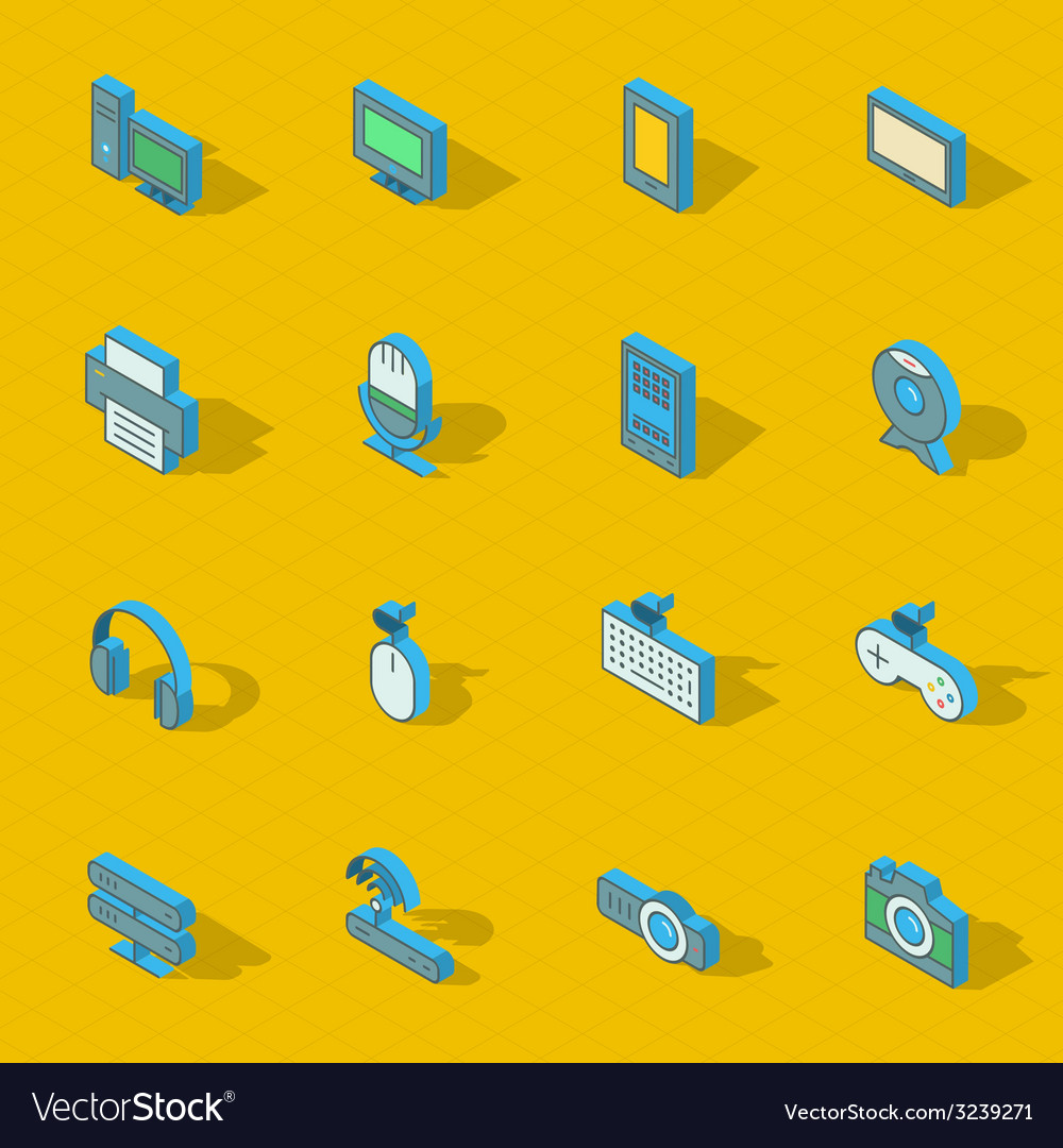 Colorful isometric flat design icon set Royalty Free Vector