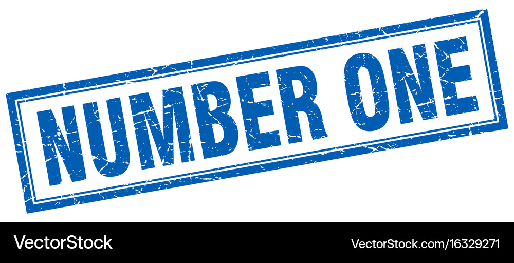 Number one blue square grunge stamp on white Vector Image