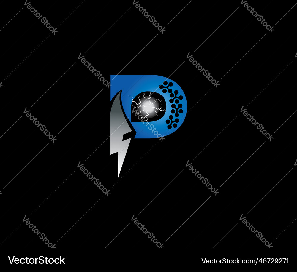 P letter electric energy abstract technology logo Vector Image