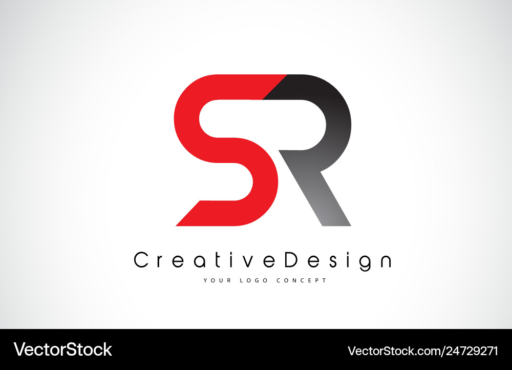Red and black sr s r letter logo design creative Vector Image