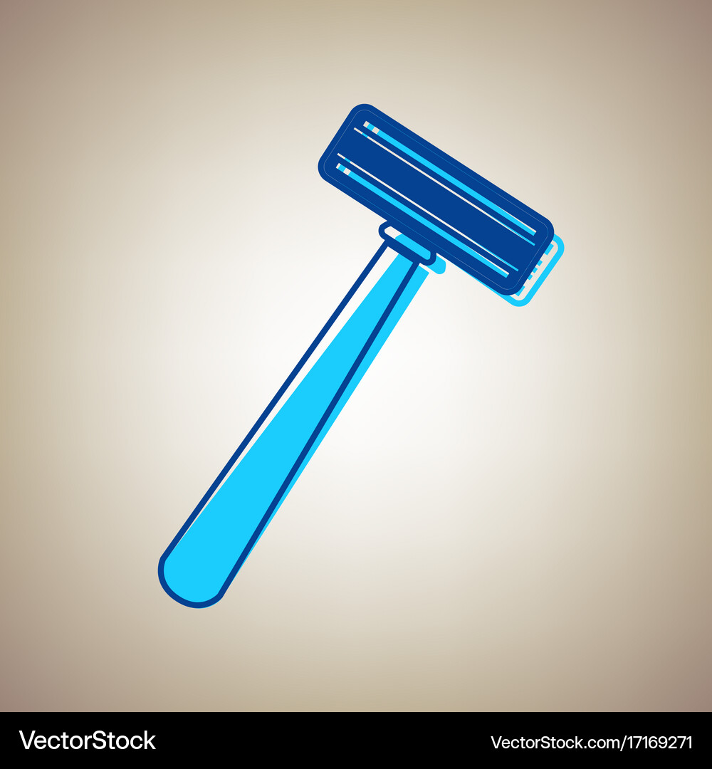Safety razor sign sky blue icon Royalty Free Vector Image