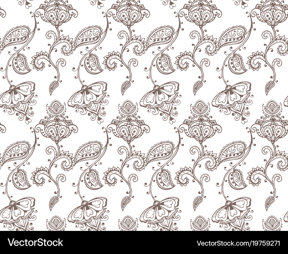 Seamless pattern with henna mehndi floral Vector Image