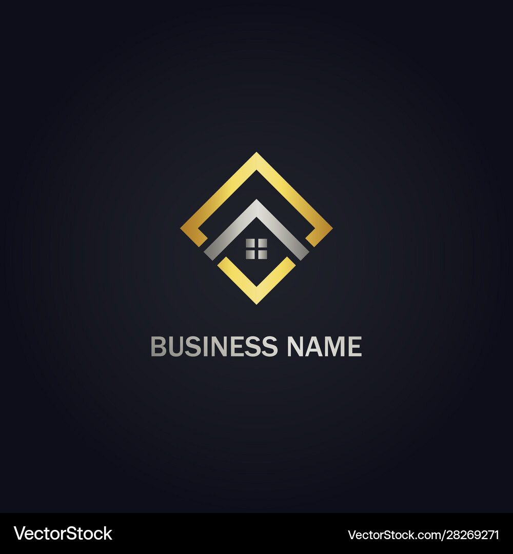 Square realty house company logo Royalty Free Vector Image
