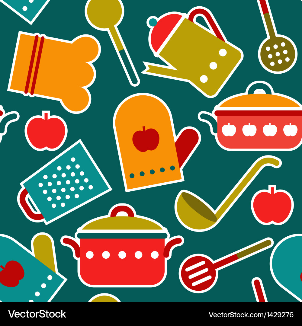 Colorful seamless pattern of kitchen utensil Vector Image