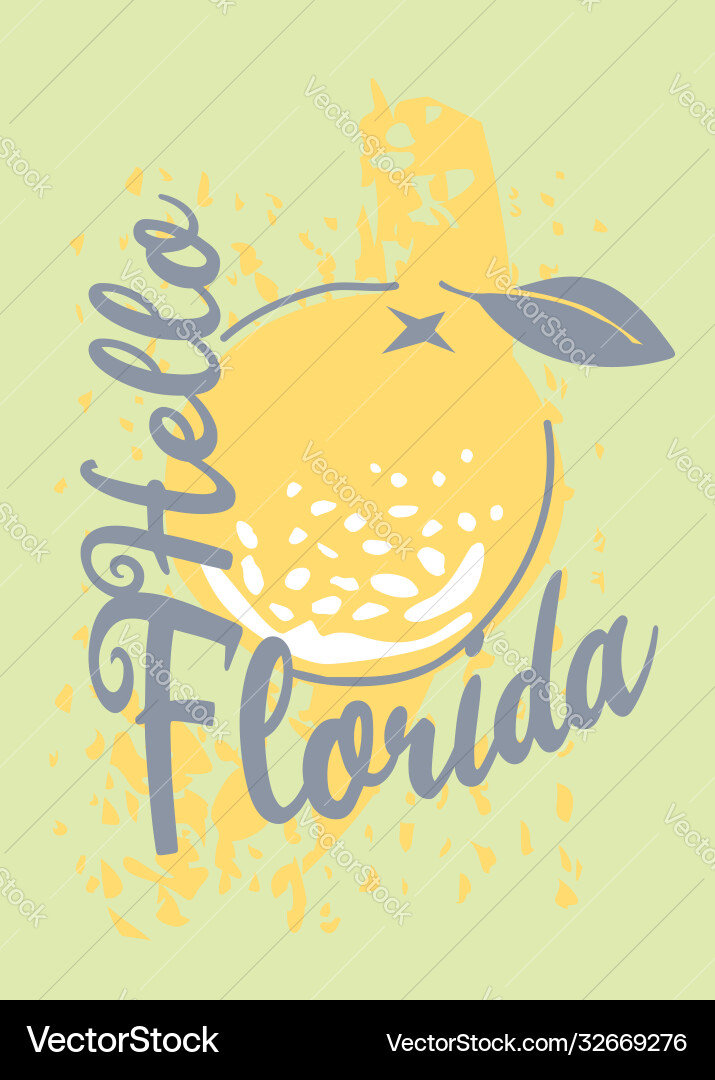 Florida t-shirt design with orange Royalty Free Vector Image