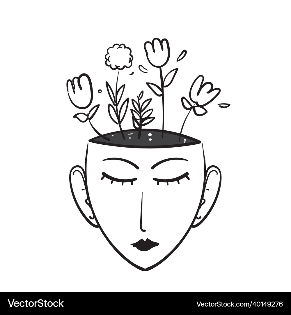 Hand drawn doodle human or woman head Royalty Free Vector