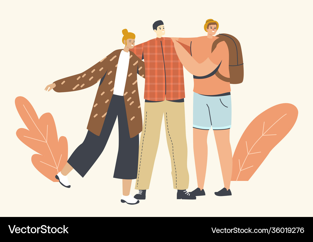 Hugs embrace with friends concept diverse Vector Image