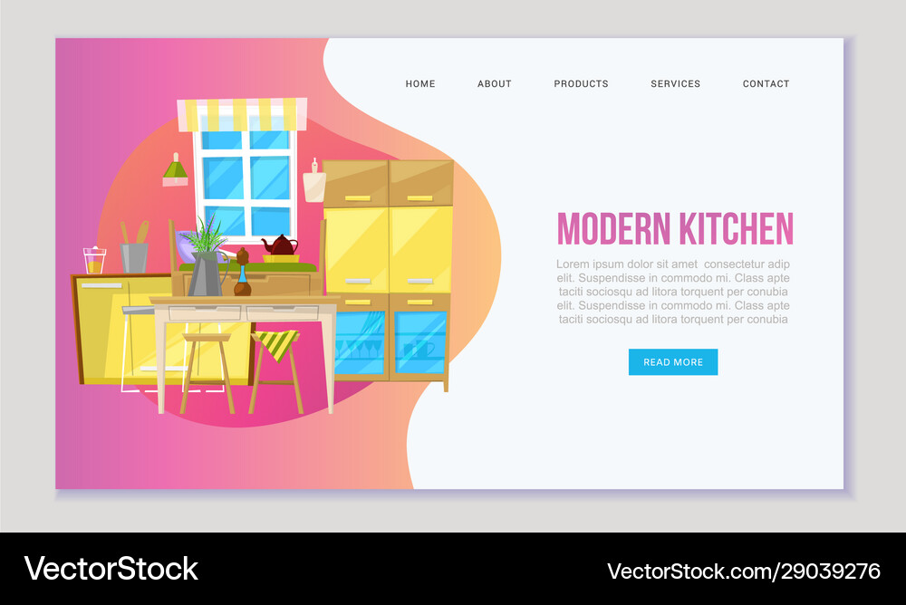 Modern kitchen with furniture cartoon web Vector Image