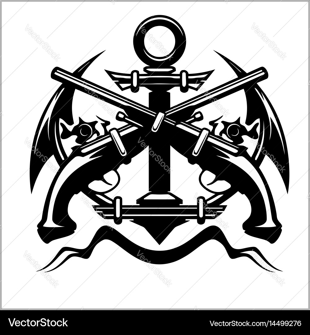 Pirate emblem - anchor and pistol Royalty Free Vector Image