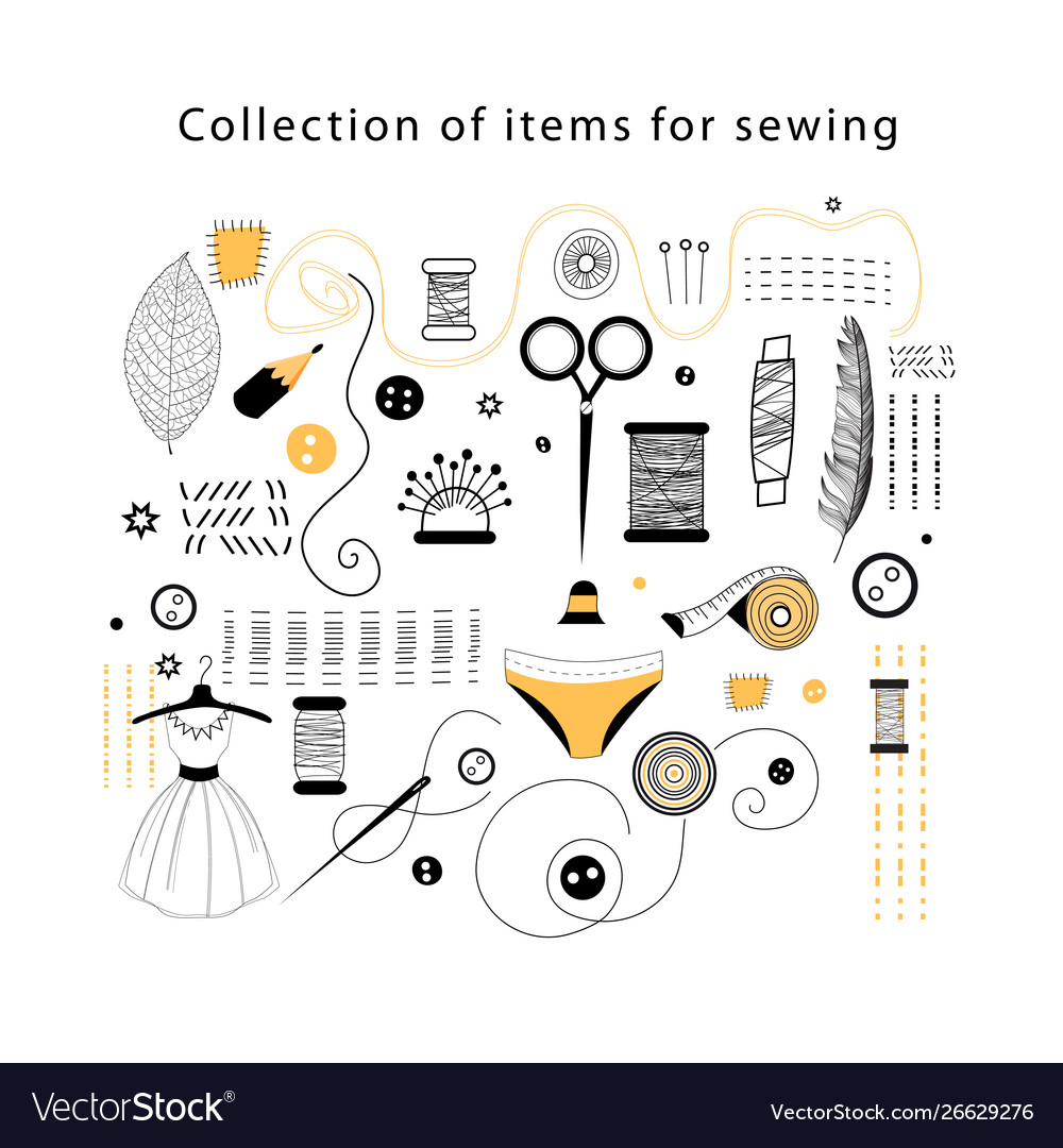 Set elements for sewing Royalty Free Vector Image