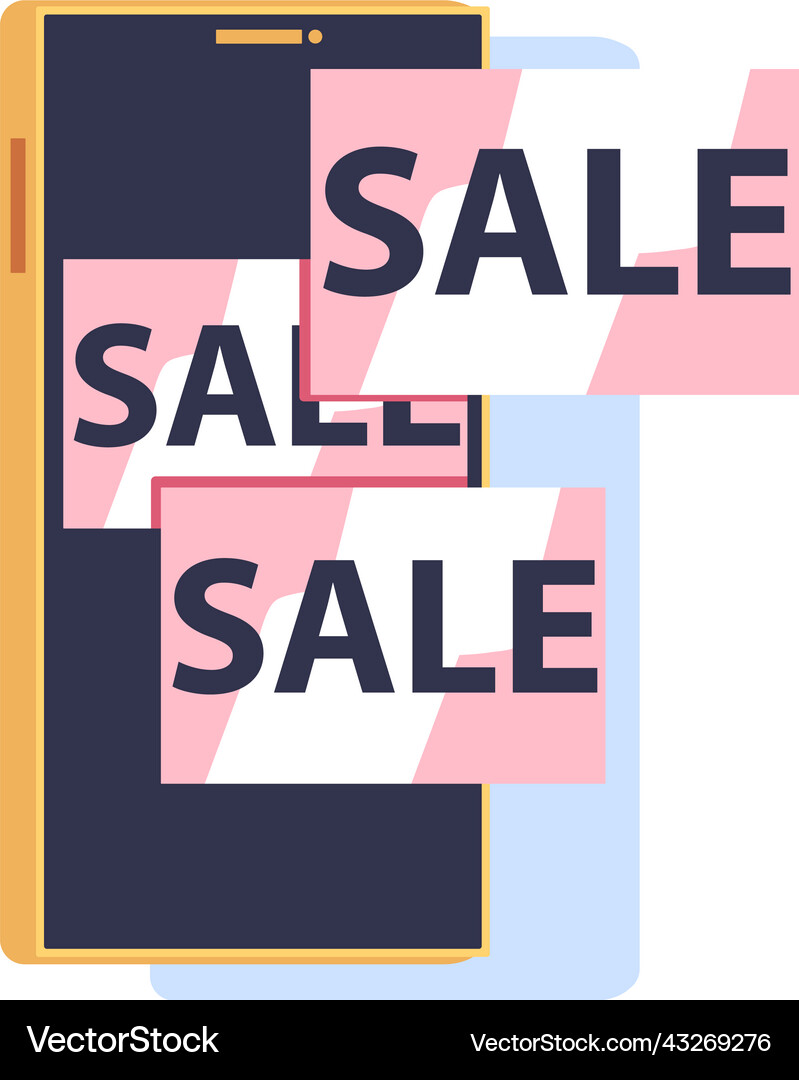 Smartphone screen with sale inscription Royalty Free Vector