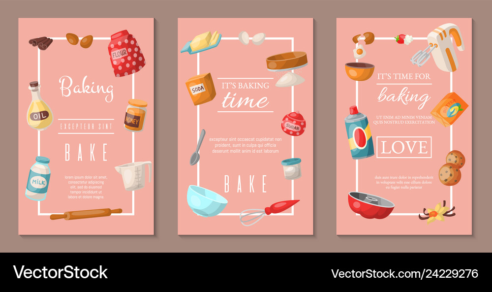 Time for baking set of banners baking ingredients Vector Image