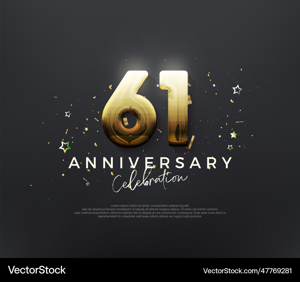 61st anniversary celebration with shiny gold Vector Image