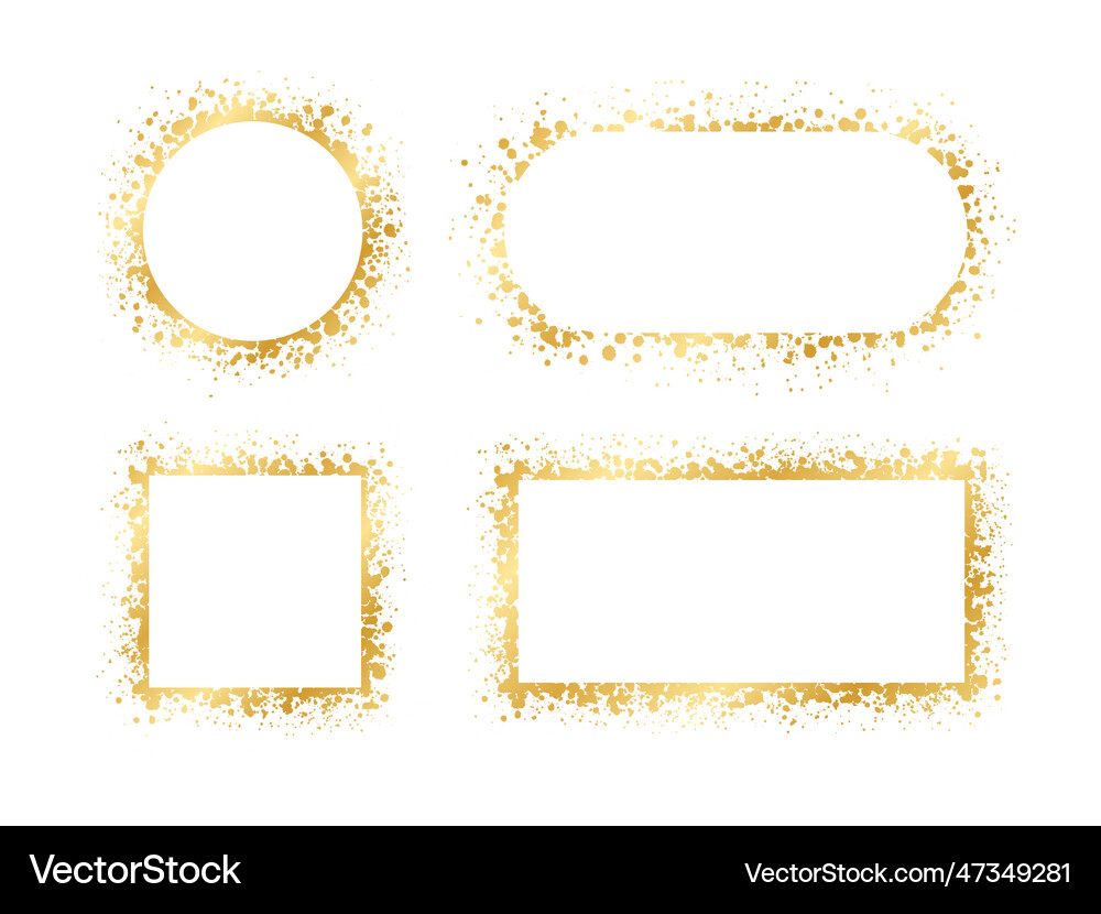Abstract gold ink splatter frame set golden foil Vector Image