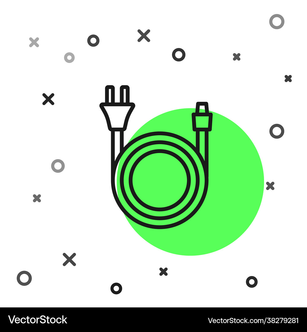 Black line electric plug icon isolated on white Vector Image