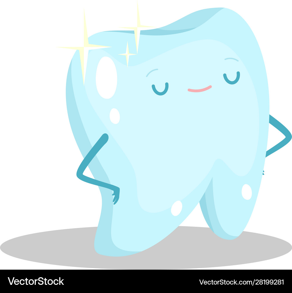 Blue healthy clean tooth standing feeling happy Vector Image