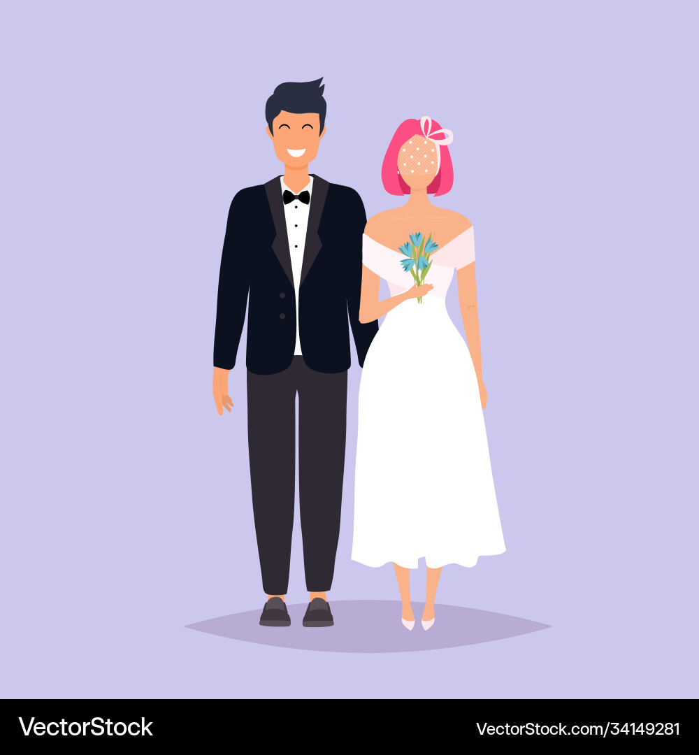 Bride and groom wedding design over grey Vector Image
