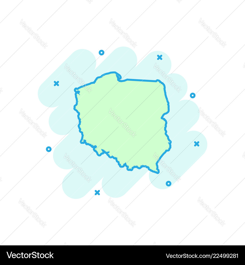 Cartoon poland map icon in comic style poland Vector Image