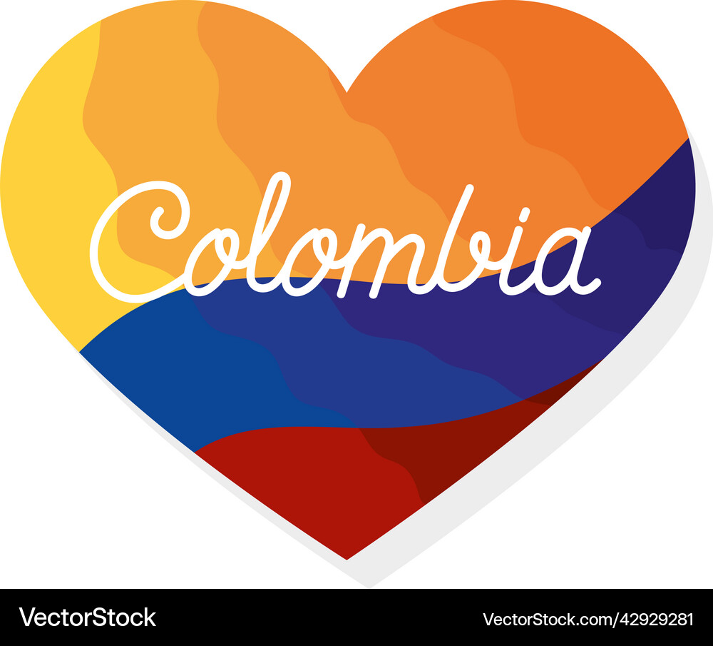 Colombian flag in heart Royalty Free Vector Image