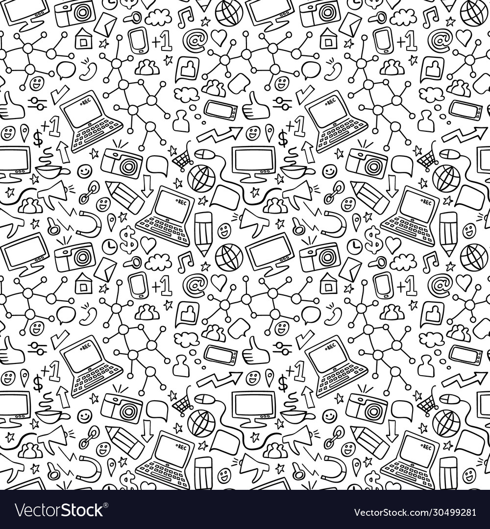 Computer technology hand drawn icons Royalty Free Vector
