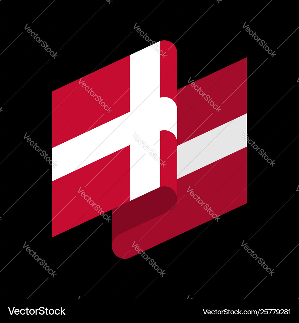 Denmark flag isolated danish ribbon banner state Vector Image