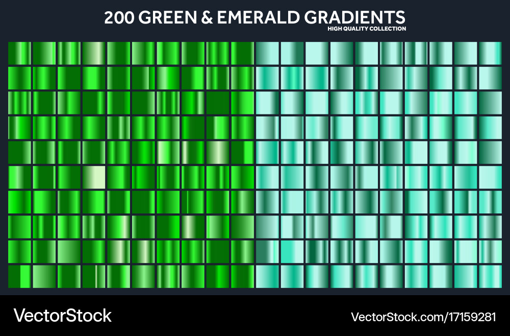 Green emerald chrome gradient setpattern Vector Image