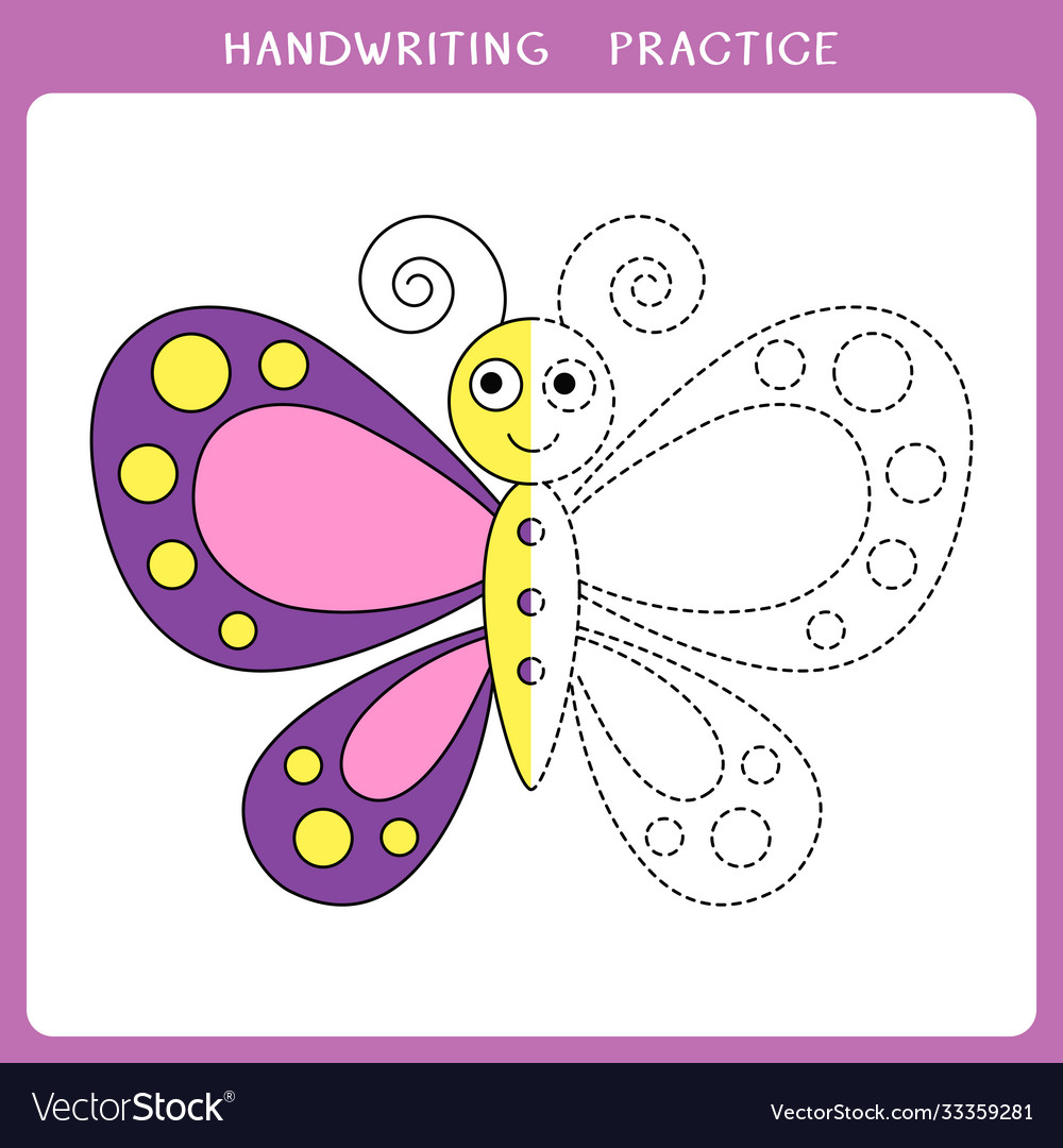 Handwriting practice sheet Royalty Free Vector Image