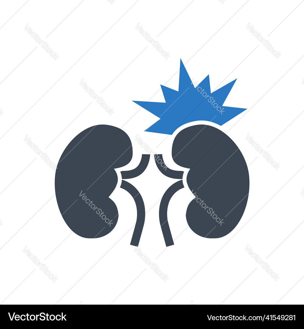 Kidney pain related glyph icon Royalty Free Vector Image