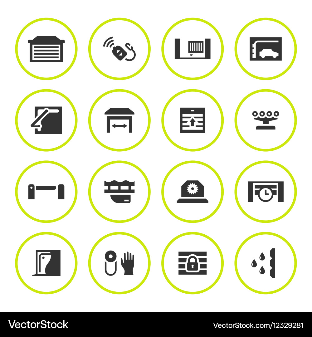 Set round icons of automatic gates Royalty Free Vector Image