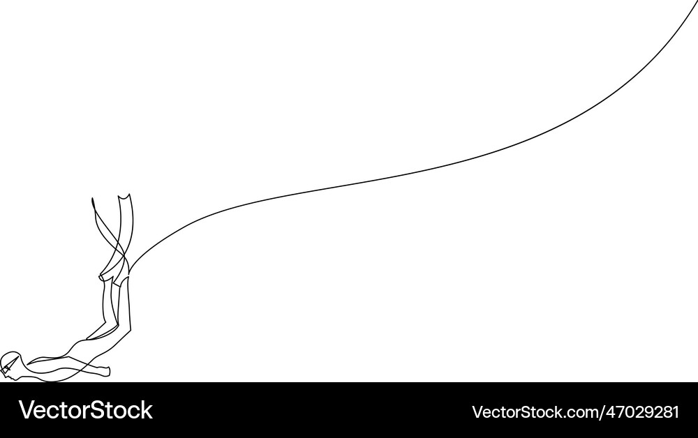 Single continuous line drawing of scuba diver Vector Image