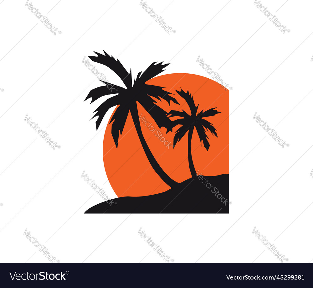 Summer beach palm tree tropical island vacation Vector Image