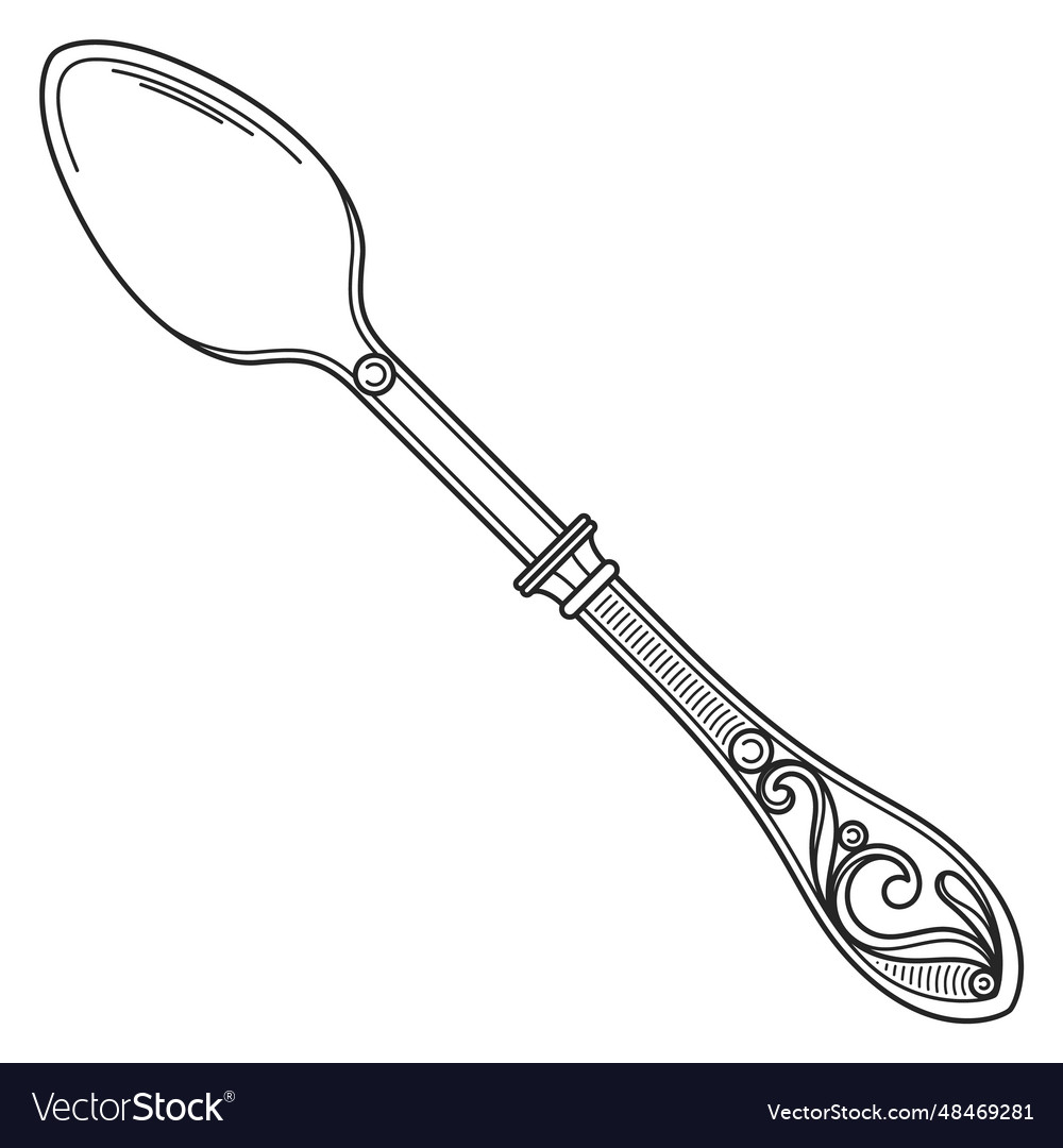 Vintage spoon drawing old silverware retro Vector Image Vintage spoon drawing old silverware retro Vector Image