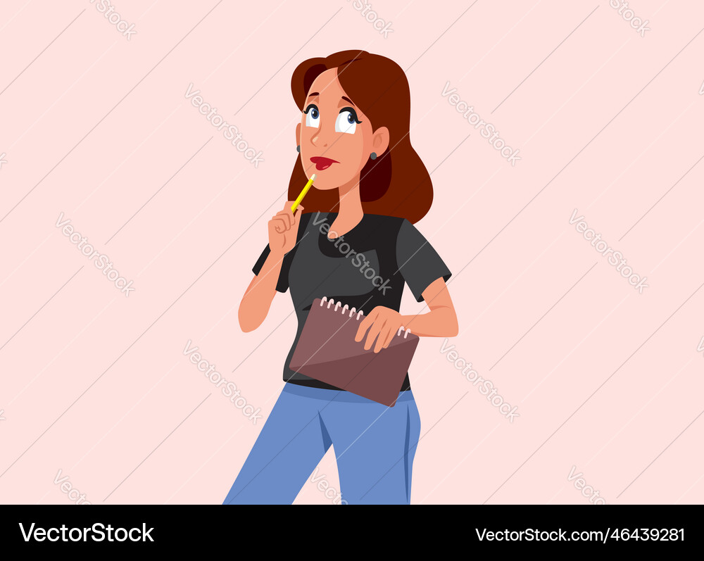 Woman making a list and a plan cartoon Royalty Free Vector