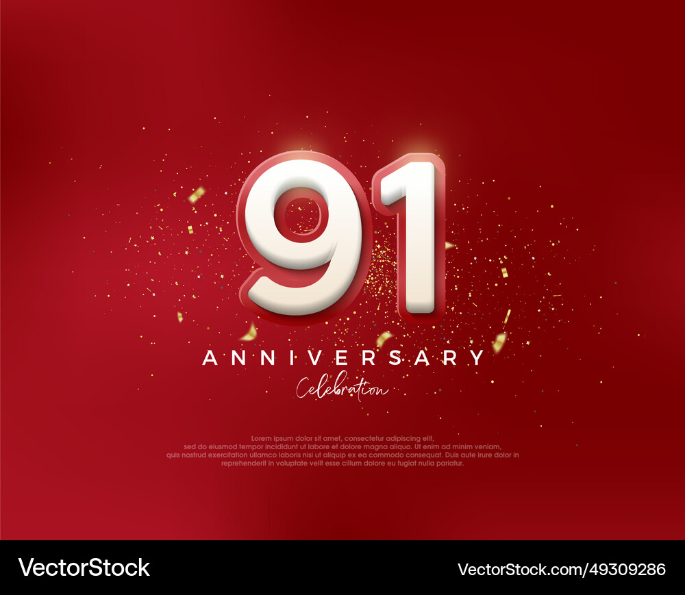 91st anniversary number with 3d white numbers Vector Image