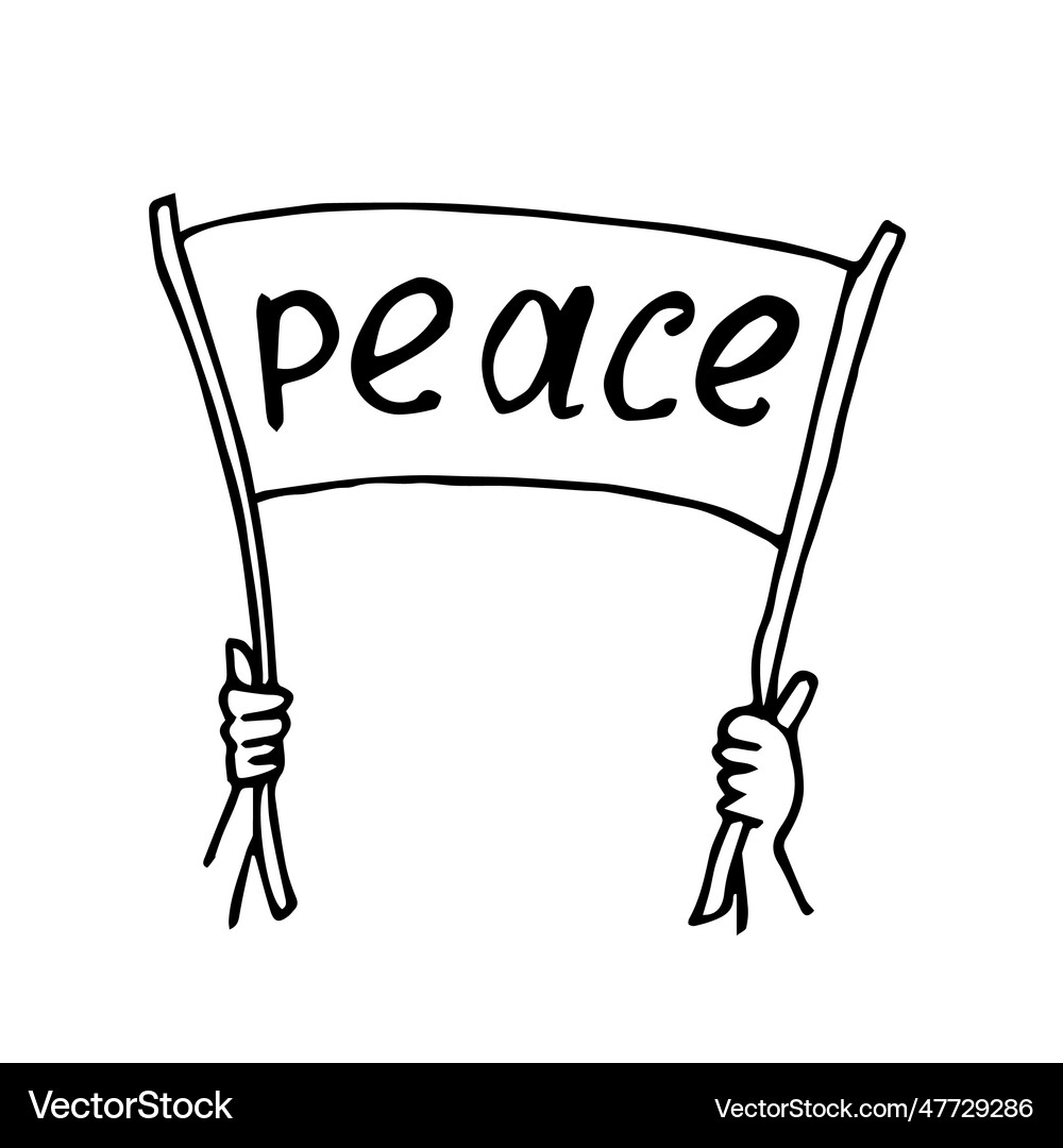 A banner with the text peace held by people Vector Image