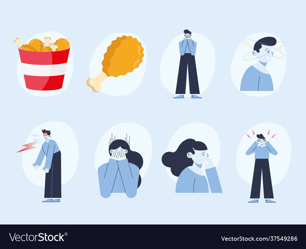 Eight panic attack icons Royalty Free Vector Image