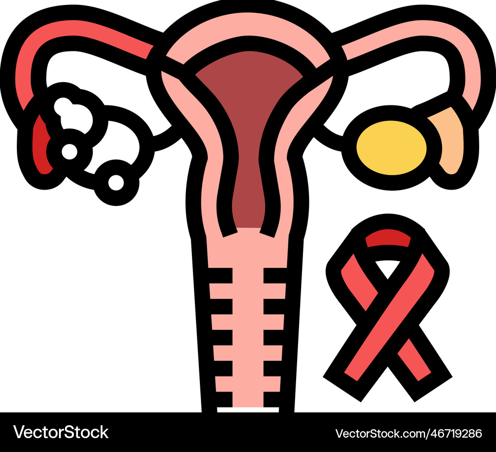 Endometrial cancer color icon Royalty Free Vector Image