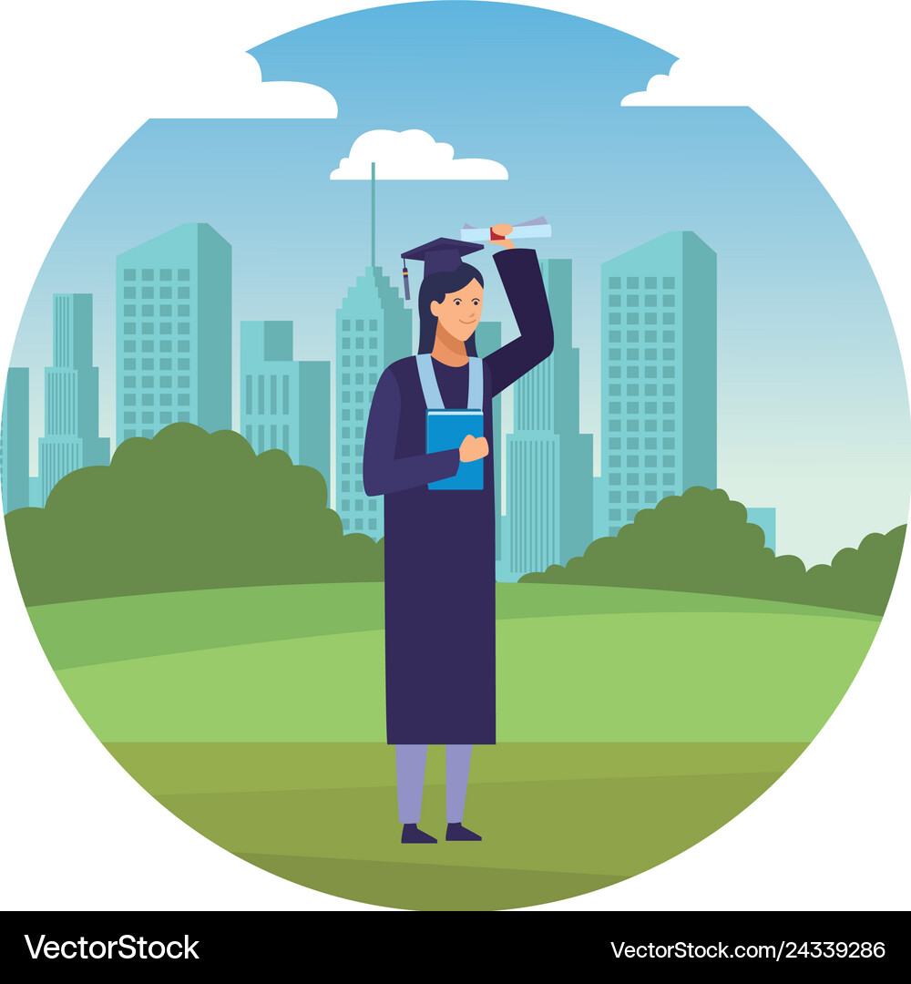 Female graduation ceremony diploma Royalty Free Vector Image