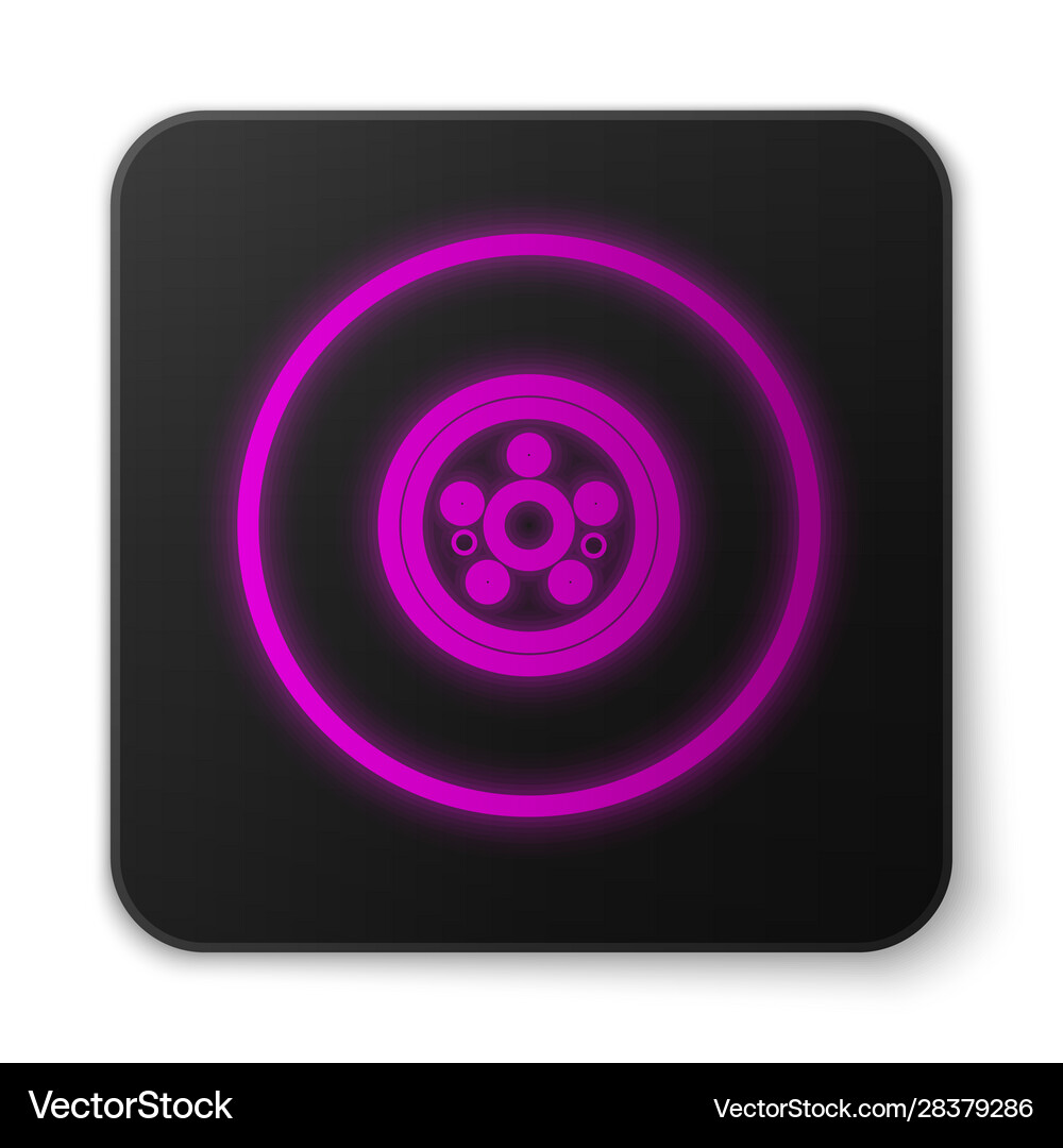 Glowing neon line car brake disk icon isolated Vector Image