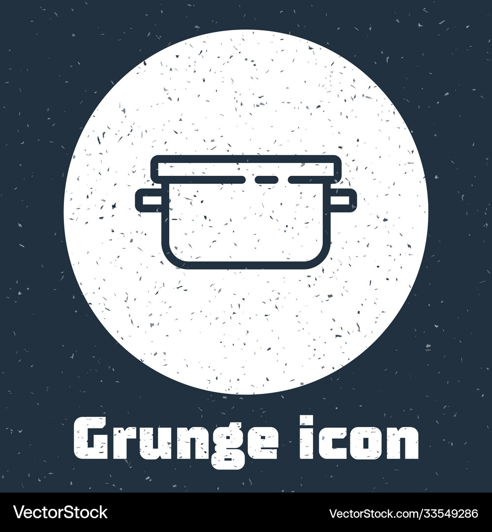 Grunge line cooking pot icon isolated on grey Vector Image