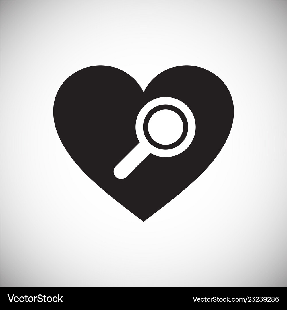 Heart love search icon on white background Vector Image