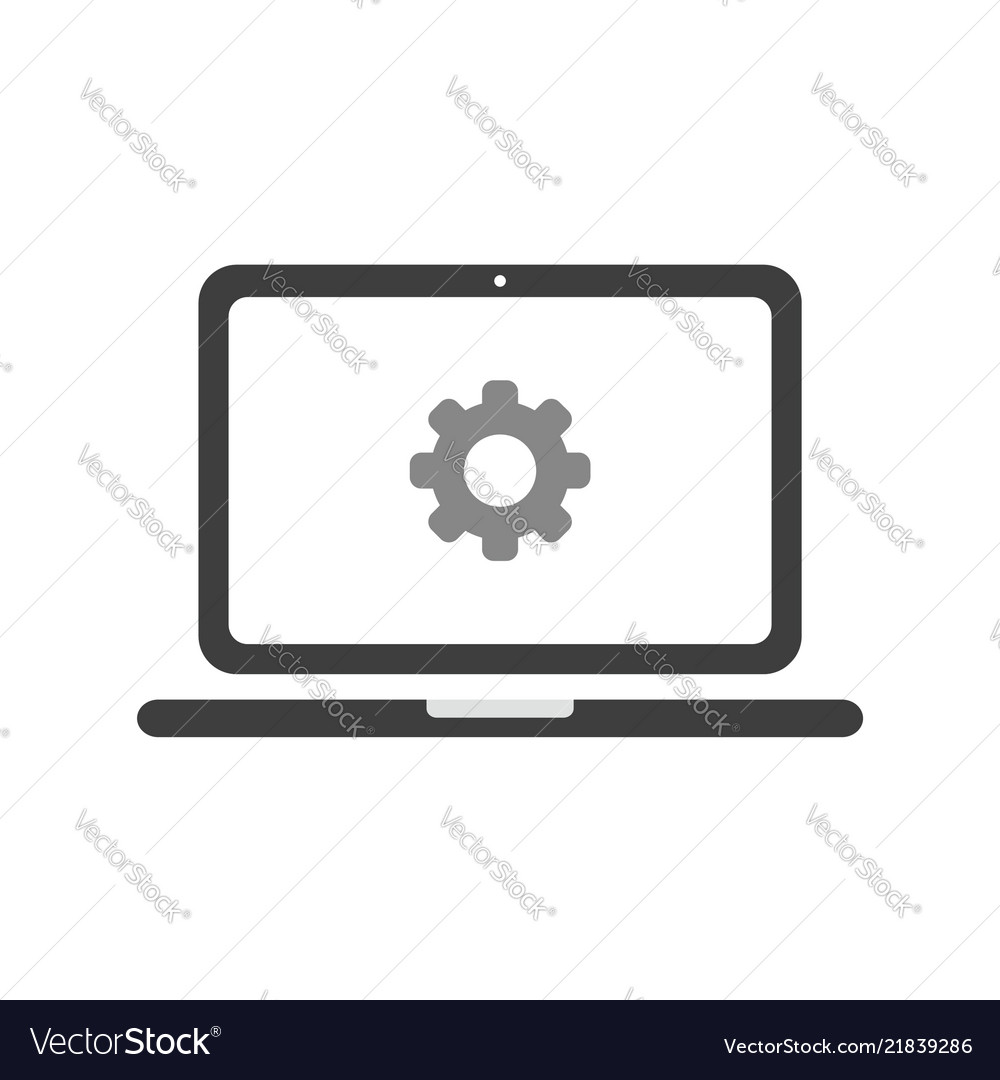 Icon concept of laptop computer with gear Vector Image