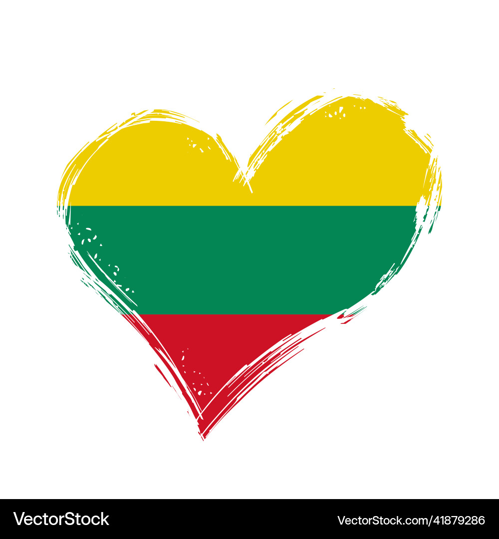 Lithuanian flag heart-shaped grunge background Vector Image