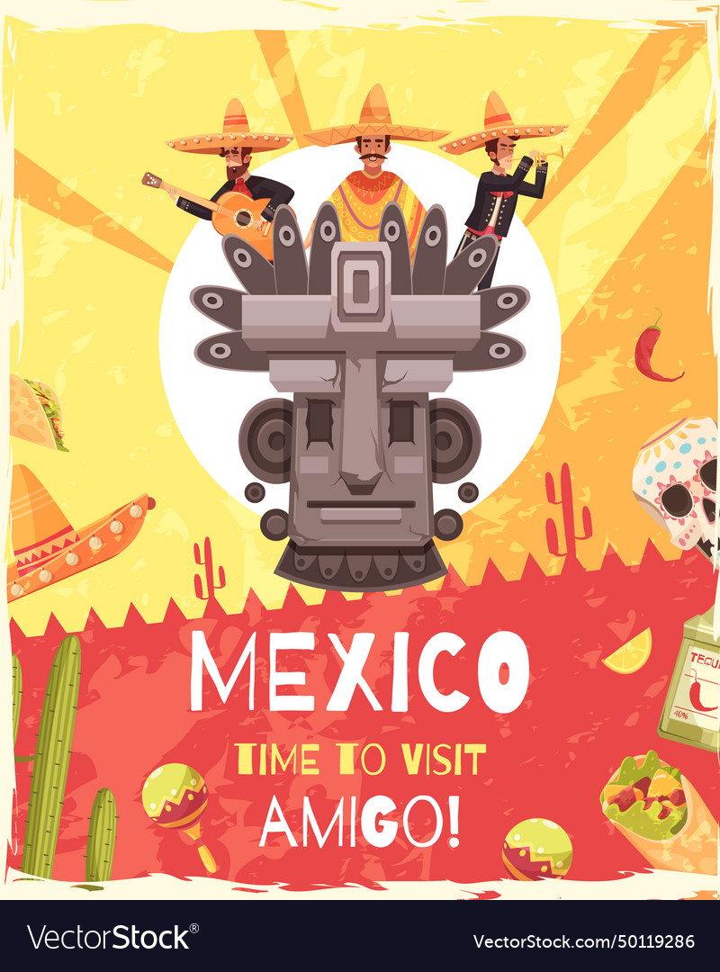 Mexico travel poster Royalty Free Vector Image