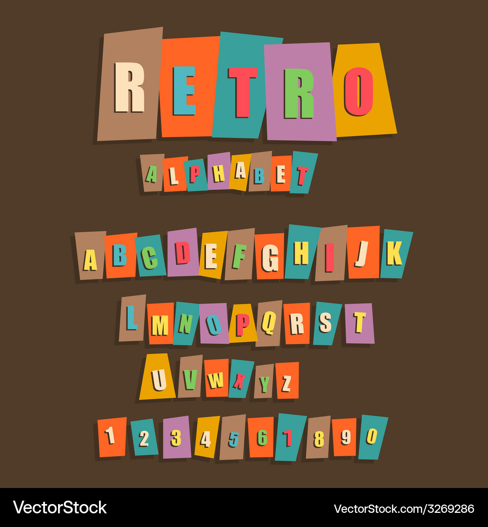 Retro alphabet Royalty Free Vector Image - VectorStock