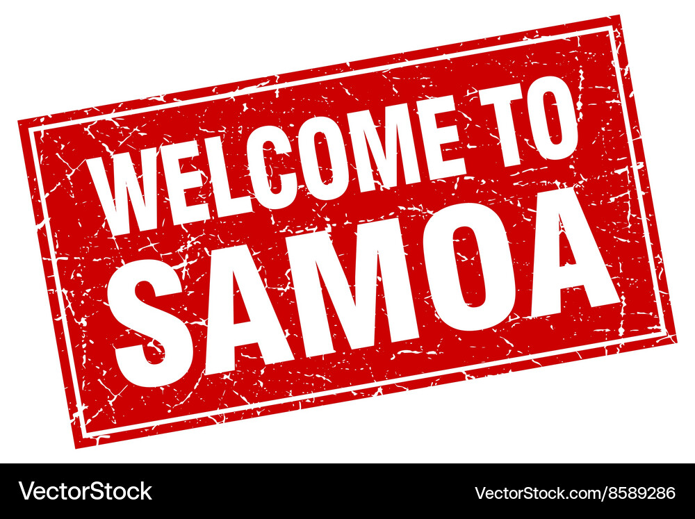 Samoa red square grunge welcome to stamp Vector Image