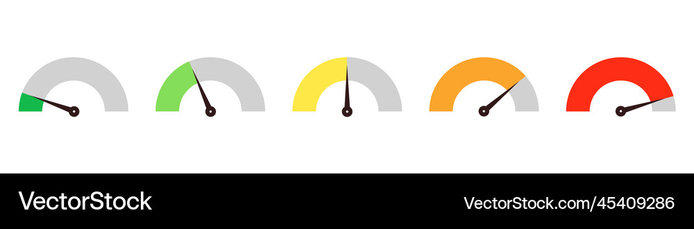Set of different colorful speedometers meter Vector Image