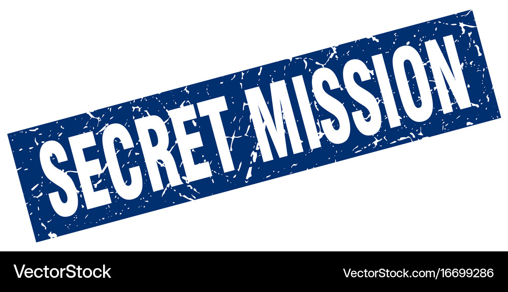 Square grunge blue secret mission stamp Royalty Free Vector