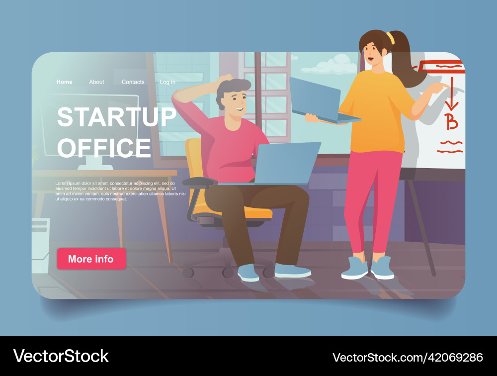 Startup office concept in cartoon design Vector Image