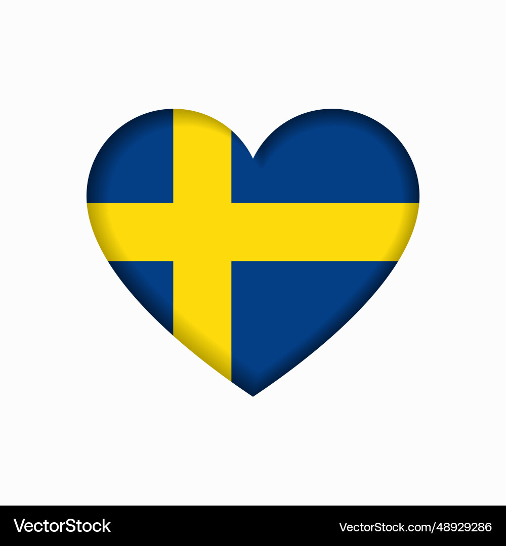 Swedish flag heart-shaped sign Royalty Free Vector Image